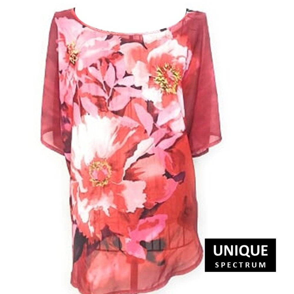 Unique Spectrum Plus Size Floral Print Blouse - Gem